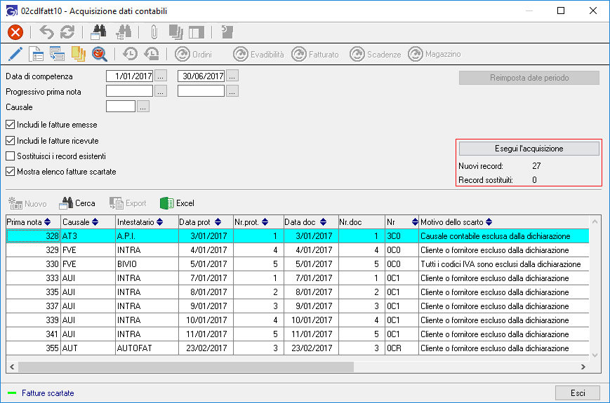 Acquisizione fatture emesse/ricevute